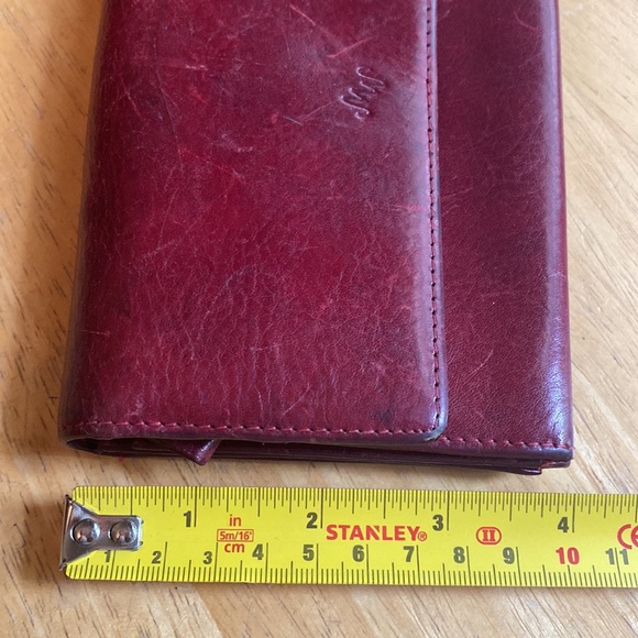 Monsac | Bags | Monsac Original Red Burgundy Genuine Leather Wallet 6x4 ...